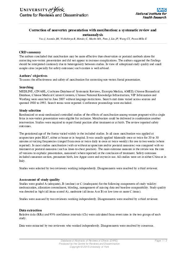 (PDF) Correction of nonvertex presentation with moxibustion: a ...