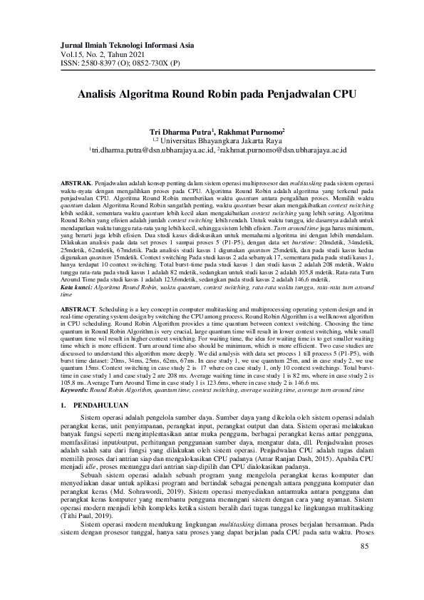 (PDF) Analisis Algoritma Round Robin pada Penjadwalan CPU