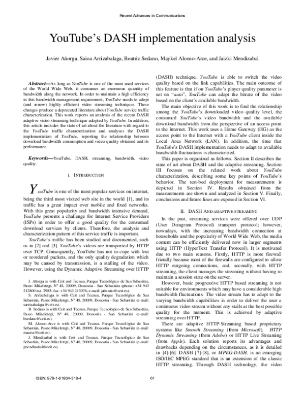 (PDF) YouTube ’ s DASH implementation analysis | Jaizki Mendizabal - Academia.edu