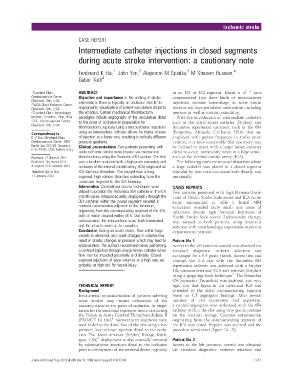 (PDF) Intermediate catheter injections in closed segments during acute ...