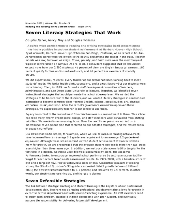 (PDF) Seven literacy strategies that work