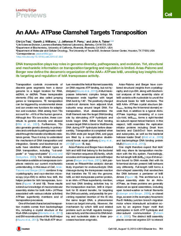 (PDF) An AAA+ ATPase Clamshell Targets Transposition | John Tainer ...
