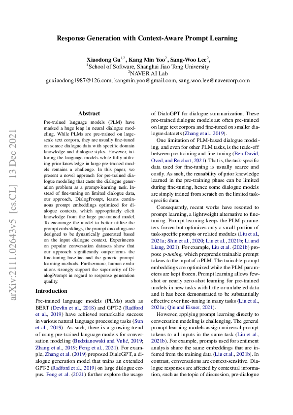 Response Generation with Context-Aware Prompt Learning