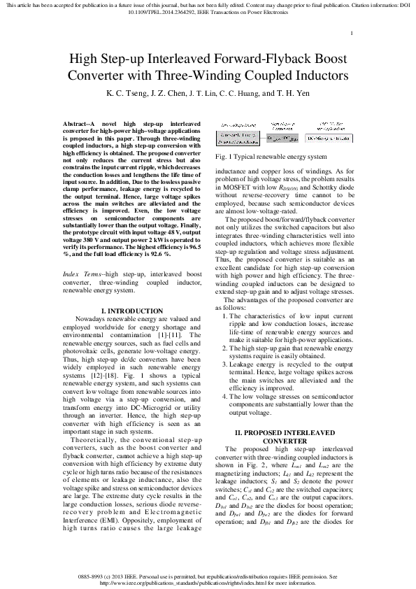 (PDF) High Step-Up Interleaved Forward-Flyback Boost Converter With ...
