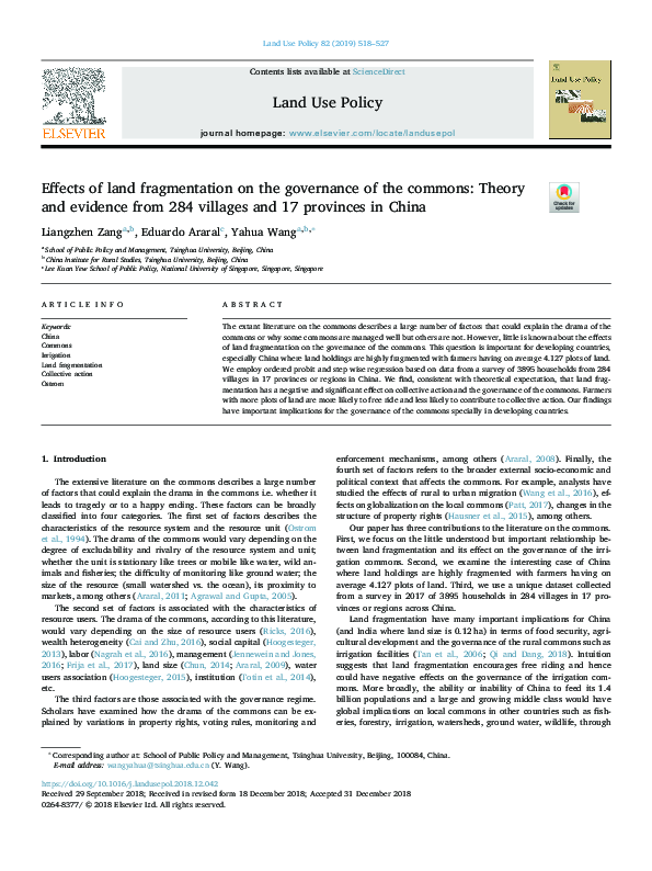 (PDF) Effects of land fragmentation on the governance of the commons ...