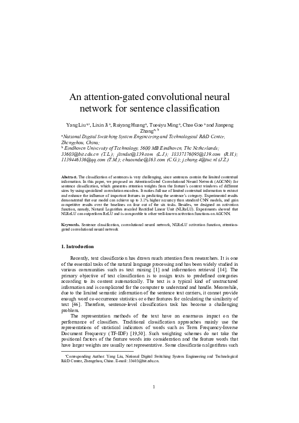(PDF) An attention-gated convolutional neural network for sentence classification