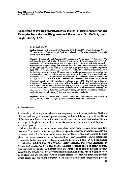 (PDF) Application of infrared spectroscopy to studies of silicate glass ...