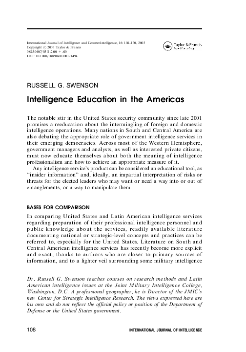 (PDF) Intelligence Education in the Americas