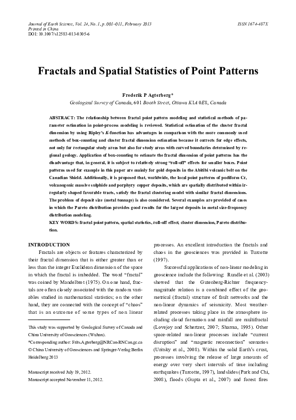 (PDF) Fractals and spatial statistics of point patterns