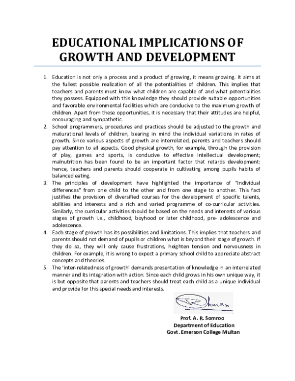 (PDF) EDUCATIONAL IMPLICATIONS OF GROWTH AND DEVELOPMENT