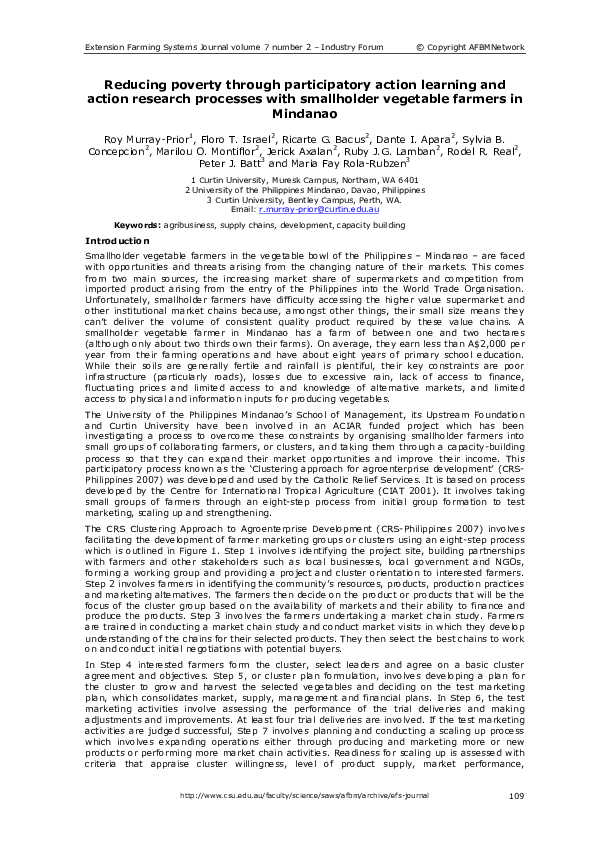 (PDF) Reducing Poverty through Participatory Action Learning and Action ...