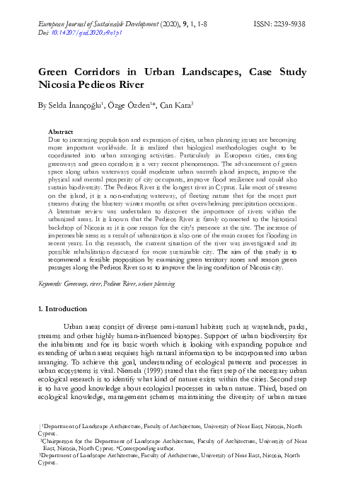 (PDF) Green Corridors in Urban Landscapes, Case Study Nicosia Pedieos River