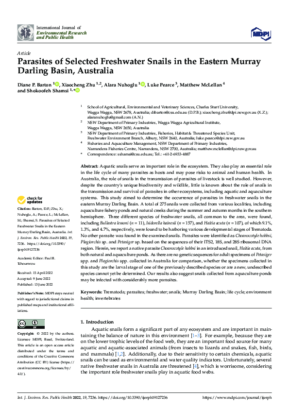 (PDF) Parasites of Selected Freshwater Snails in the Eastern Murray ...