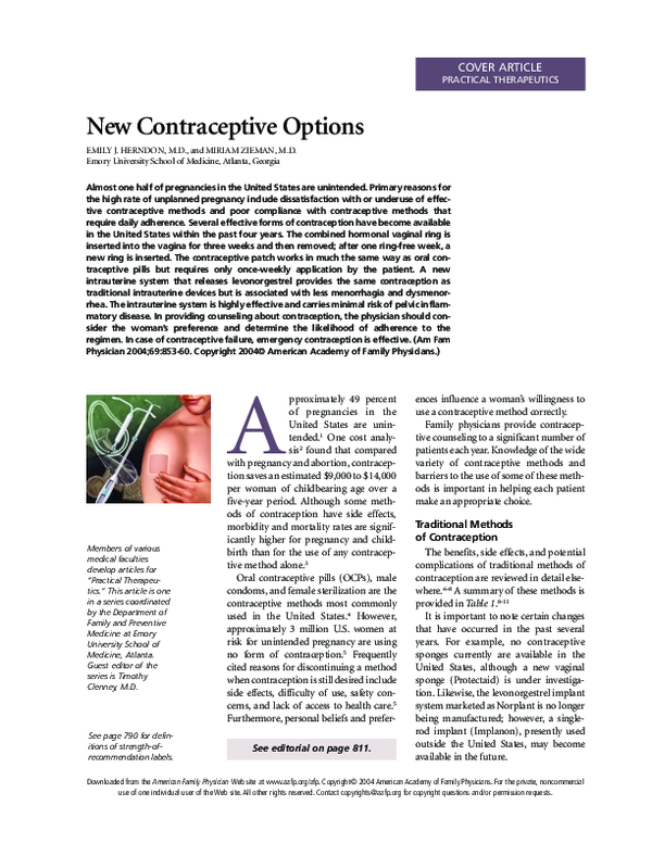 (PDF) New contraceptive options