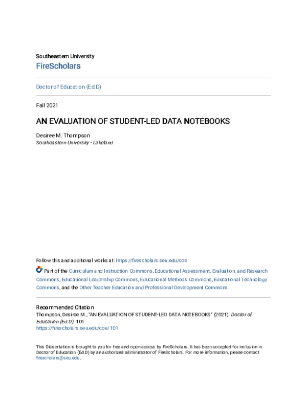 (PDF) An Evaluation of Student-Led Data Notebooks