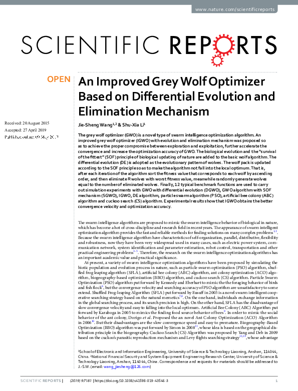 (PDF) An Improved Grey Wolf Optimizer Based on Differential Evolution ...