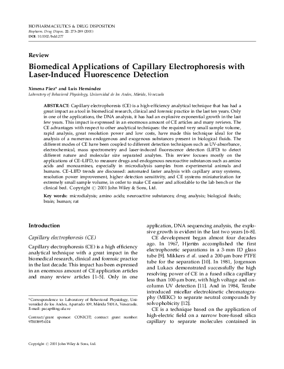 (PDF) Biomedical applications of capillary electrophoresis with laser ...