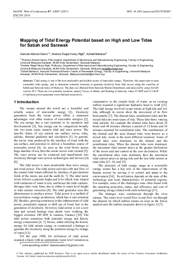 (PDF) Mapping of Tidal Energy Potential based on High and Low Tides for ...