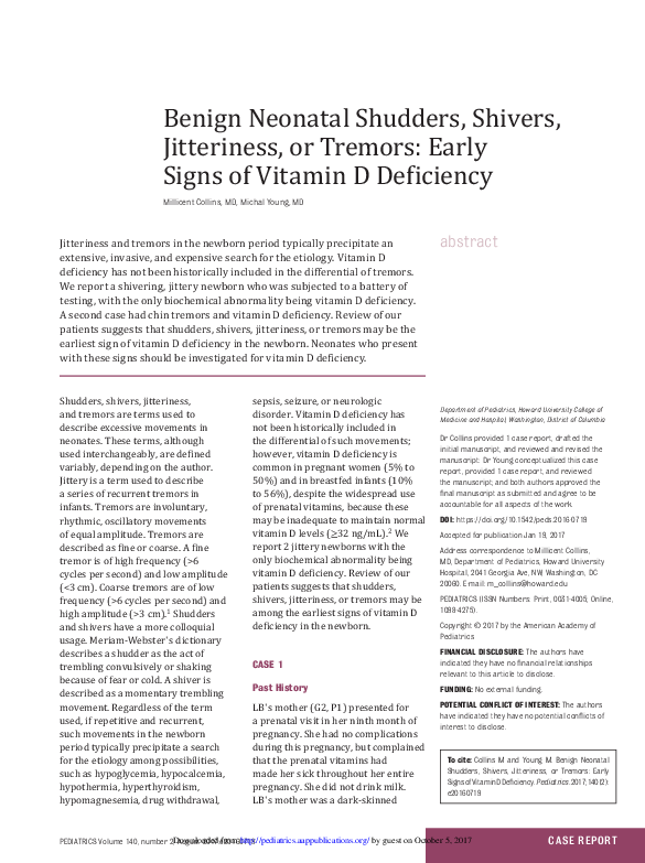 Benign Neonatal Shudders, Shivers, Jitteriness, or Tremors: Early Signs ...
