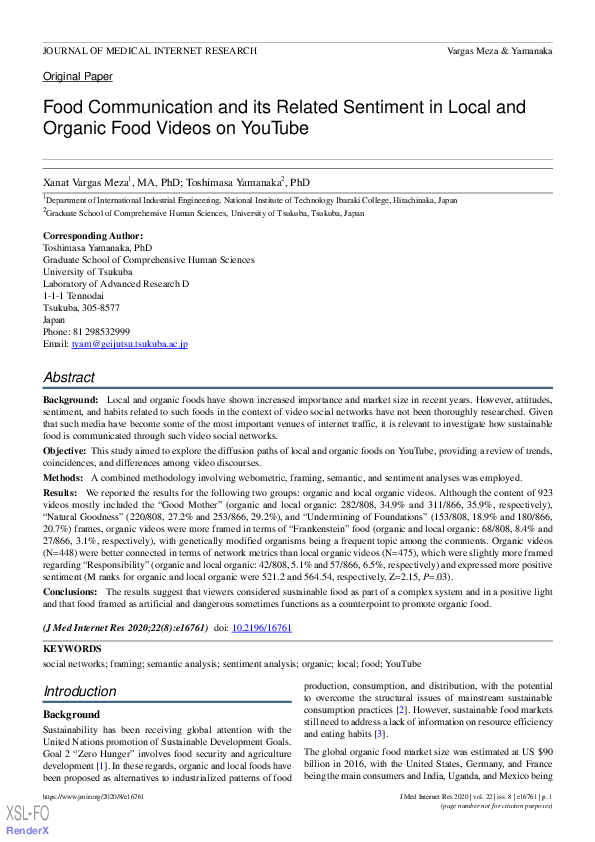 (PDF) Food Communication and its Related Sentiment in Local and Organic ...