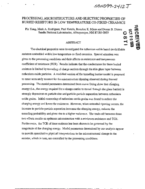 (PDF) Processing, microstructure, and electric properties of buried ...