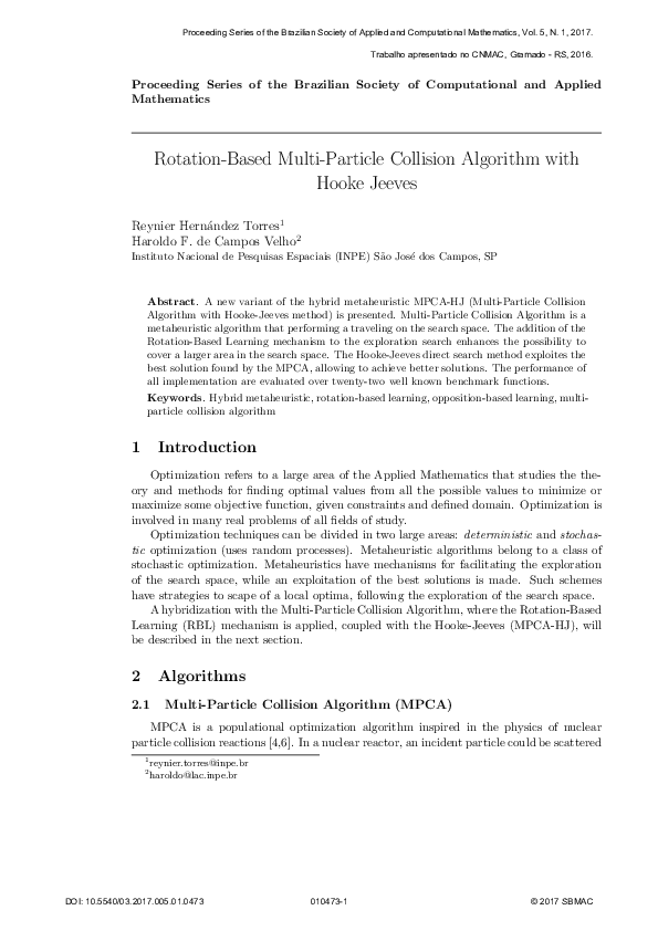Pdf Rotation Based Multi Particle Collision Algorithm With Hooke Jeeves