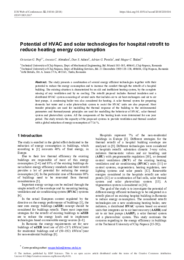 (PDF) Potential of HVAC and solar technologies for hospital retrofit to ...
