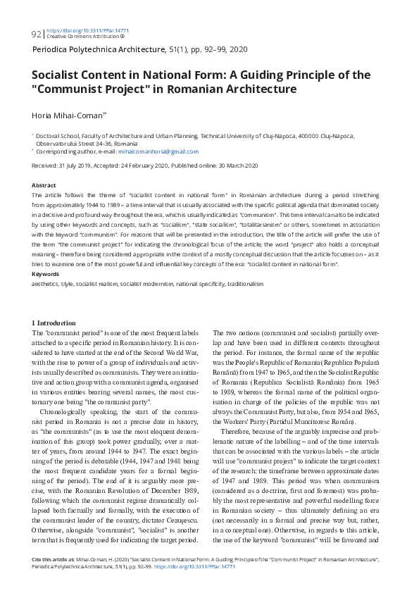 (PDF) Socialist Content in National Form: A Guiding Principle of the ...