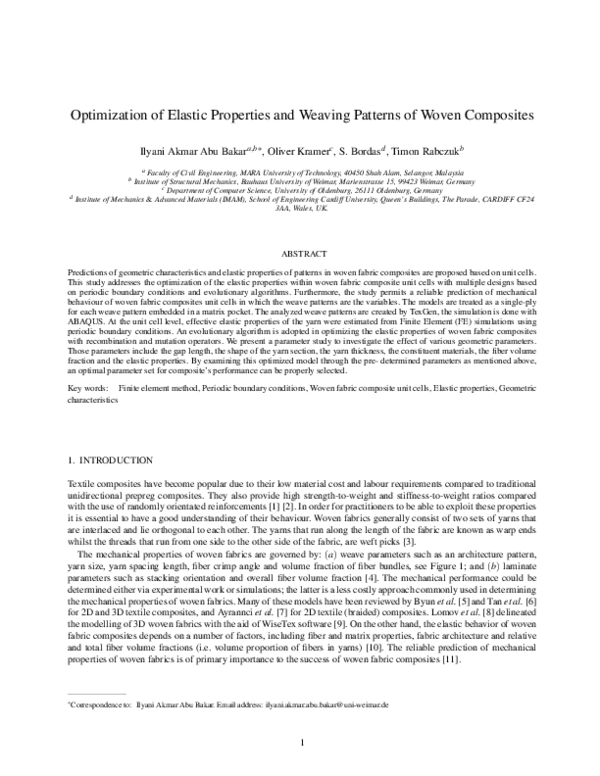 (PDF) Optimization of elastic properties and weaving patterns of woven ...