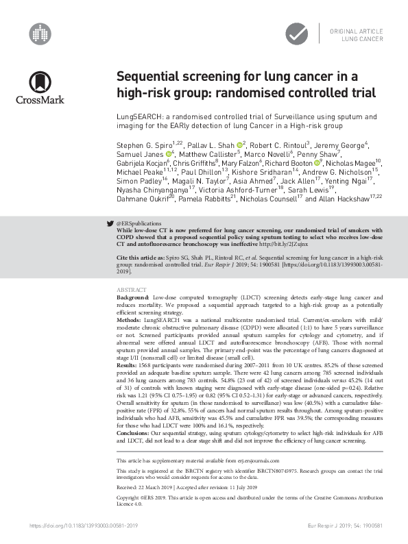 (PDF) Sequential screening for lung cancer in a high-risk group ...