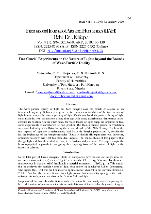 (PDF) Two Crucial Experiments on the Nature of Light: Beyond the Bounds ...