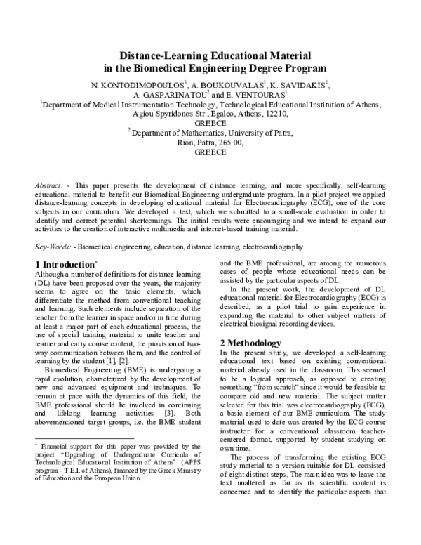 (PDF) Distance-Learning Educational Material in the Biomedical ...