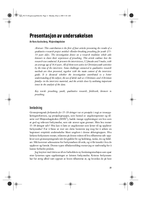 (PDF) Presentasjon av undersøkelsen