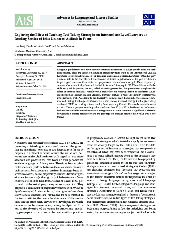 (PDF) Exploring the Effect of Teaching Test-Taking Strategies on ...