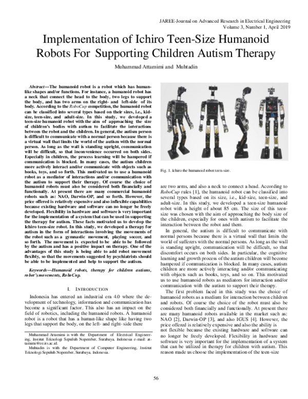 (PDF) Implementation of Ichiro Teen-Size Humanoid Robots For Supporting Autism Therapy