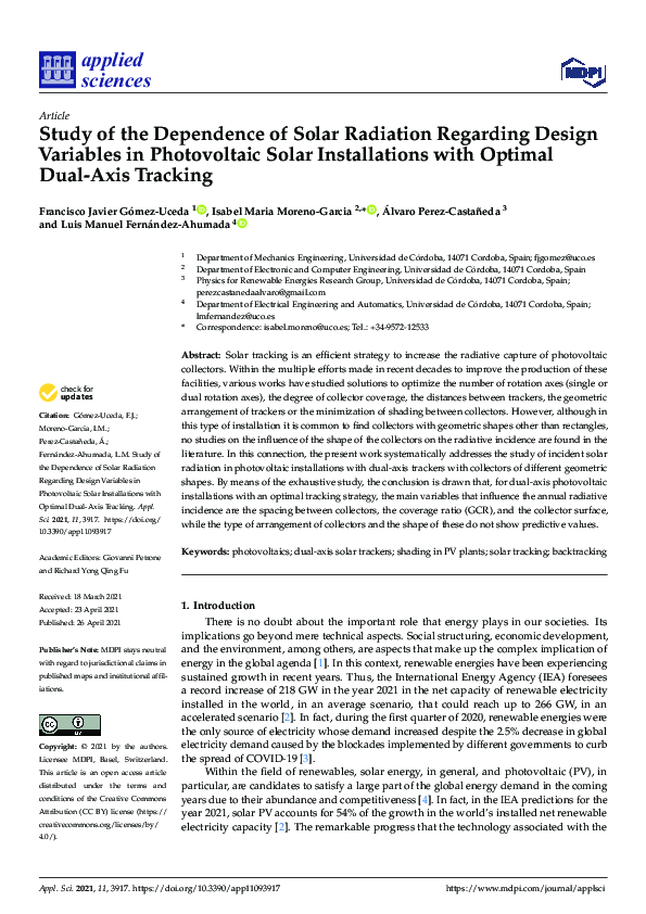 (PDF) Study of the Dependence of Solar Radiation Regarding Design ...