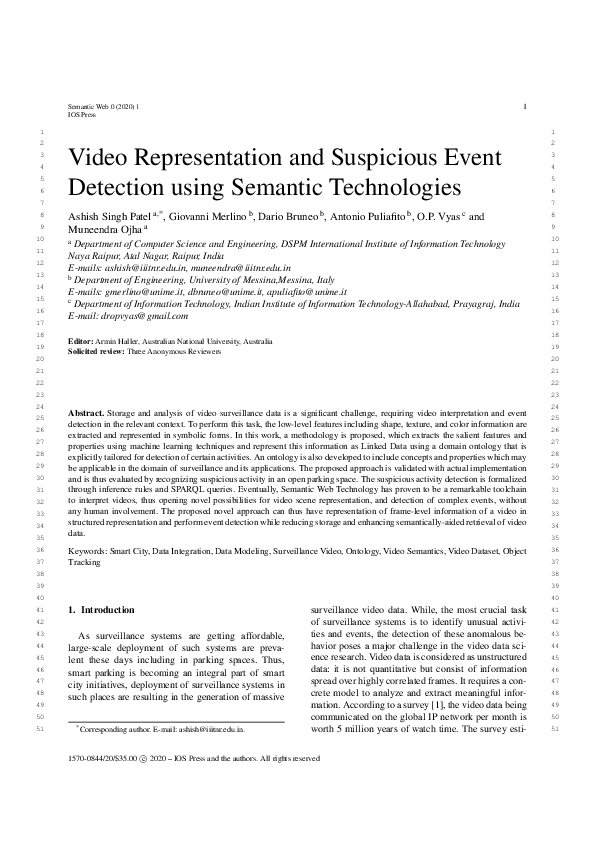 (PDF) Video representation and suspicious event detection using ... (PDF) Video representation and suspicious event detection using ...