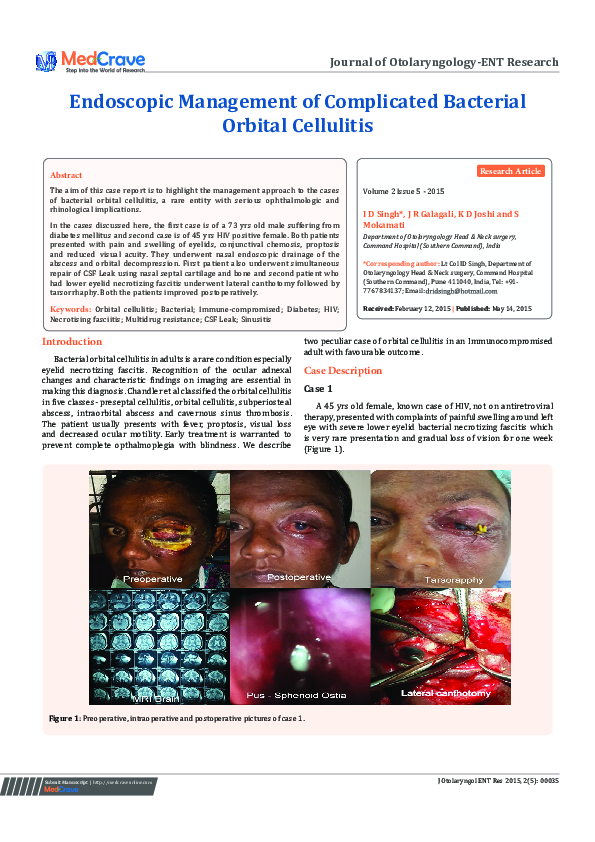 (PDF) Endoscopic Management of Complicated Bacterial Orbital Cellulitis