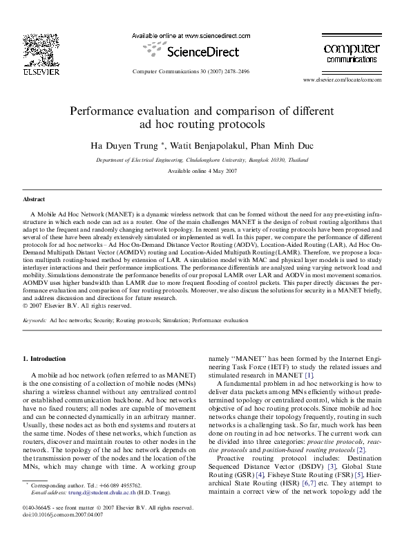Performance Evaluation And Comparison Of Different Ad Hoc Routing Protocols