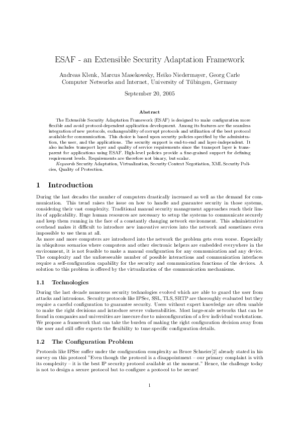 (PDF) ESAF-an extensible security adaptation framework