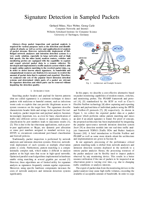 (PDF) Signature detection in sampled packets