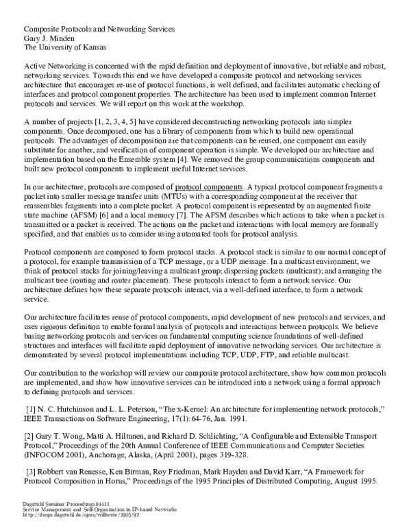 Pdf Composite Protocols And Networking Services