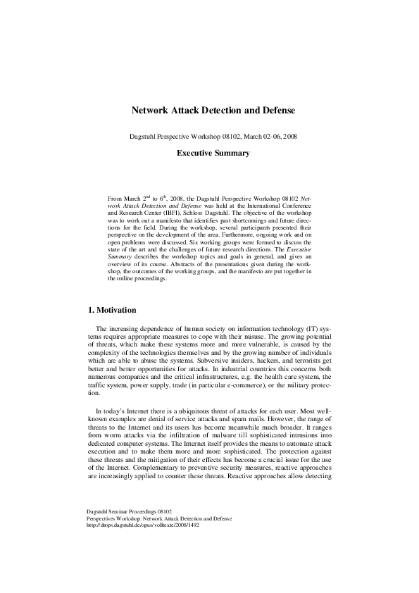 Pdf Network Attack Detection And Defense Georg Carle