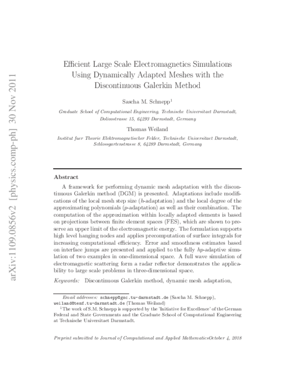 (PDF) Efficient large scale electromagnetic simulations using dynamically adapted meshes with ...