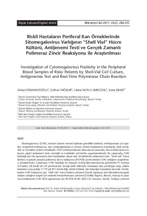 (PDF) [Investigation of cytomegalovirus positivity in the peripheral ...
