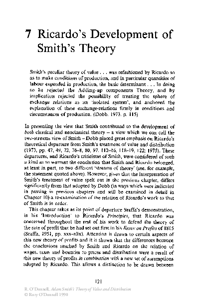 (PDF) Ricardo’s Development of Smith’s Theory