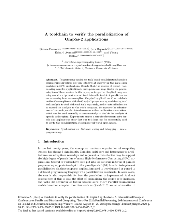 Pdf A Toolchain To Verify The Parallelization Of Ompss 2 Applications