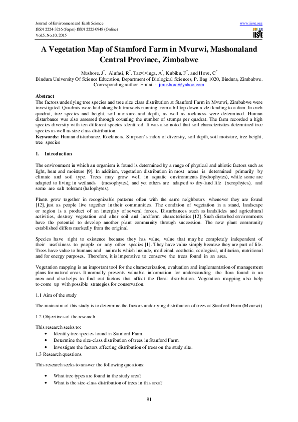 (PDF) A Vegetation Map of Stamford Farm in Mvurwi, Mashonaland Central ...