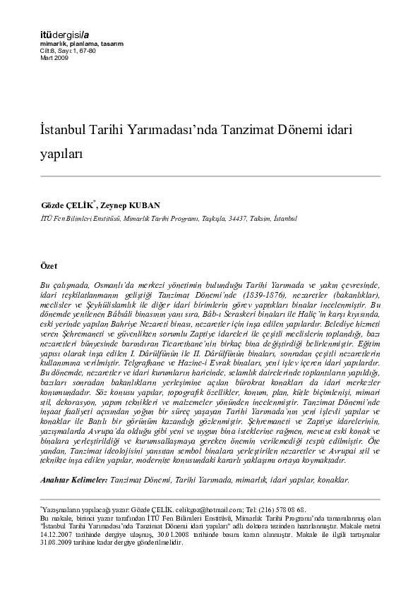 (PDF) The administrative buildings of the Tanzimat Period in the ...