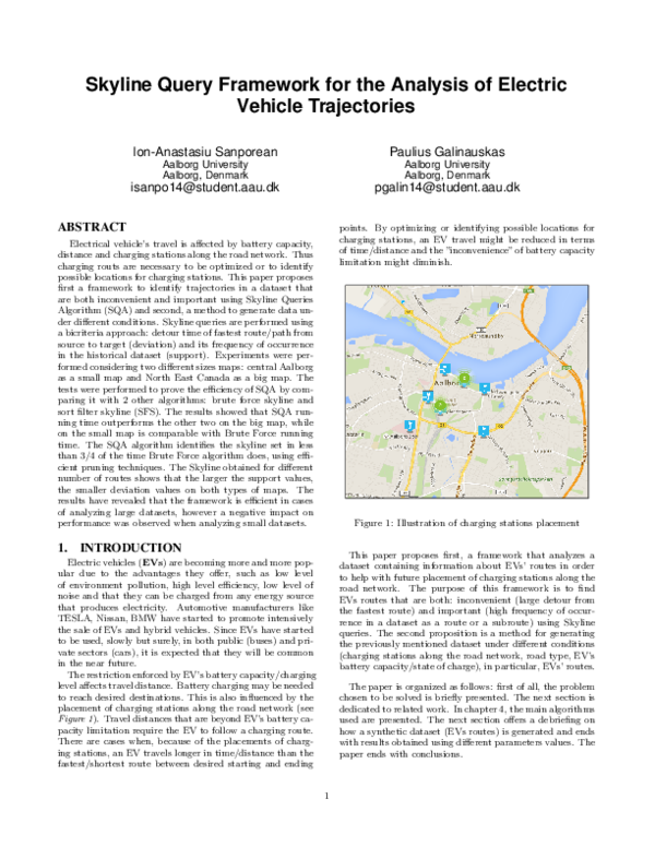 Pdf Skyline Query Framework For The Analysis Of Electric Vehicle Trajectories Paulius
